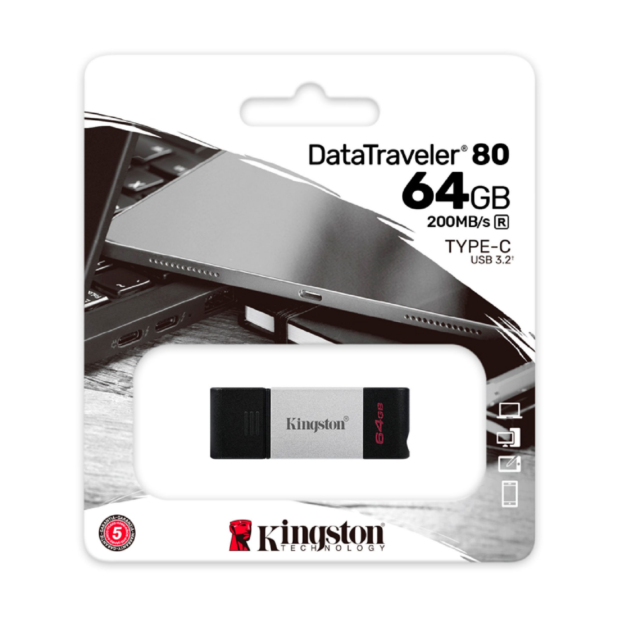 Memoria Flash USB Kingston D/Traveler 80, 64GB,USB-C 3.2 Gen1 - Todo ...